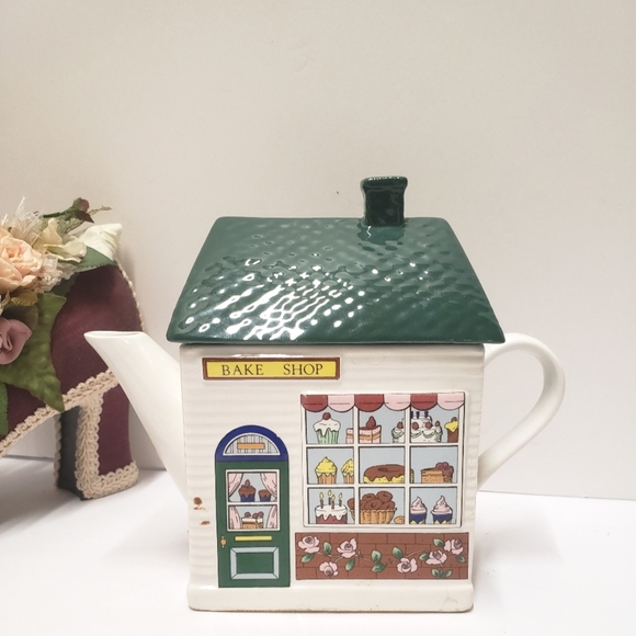Vintage | Kitchen | Unique Vintage Bake Shop Window Scene Tea Pot ...